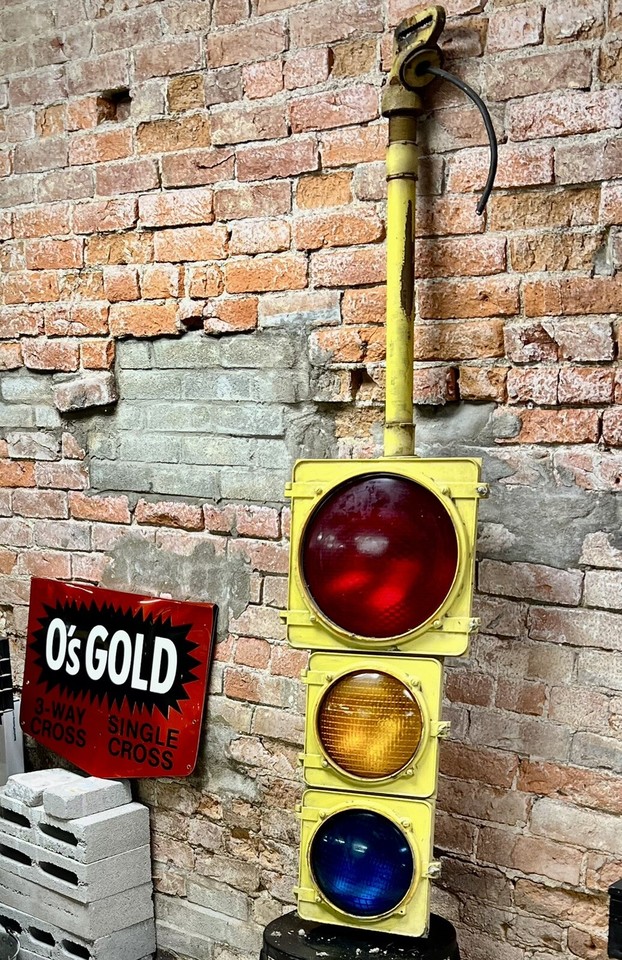 Vintage Crouse Hinds 35" Yellow 3 Light Traffic Signal Stop Light 14 ...