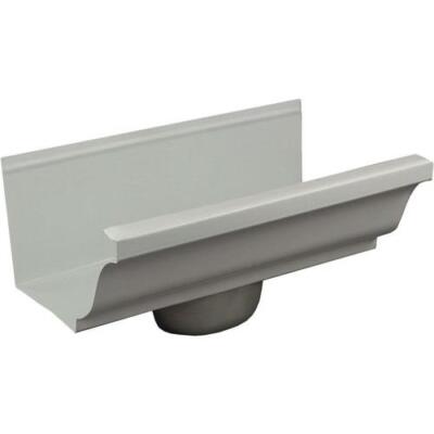 4" K-Style Aluminum Gutter Drop Outlet, White, Spectra Metal 4DROPRTW ...
