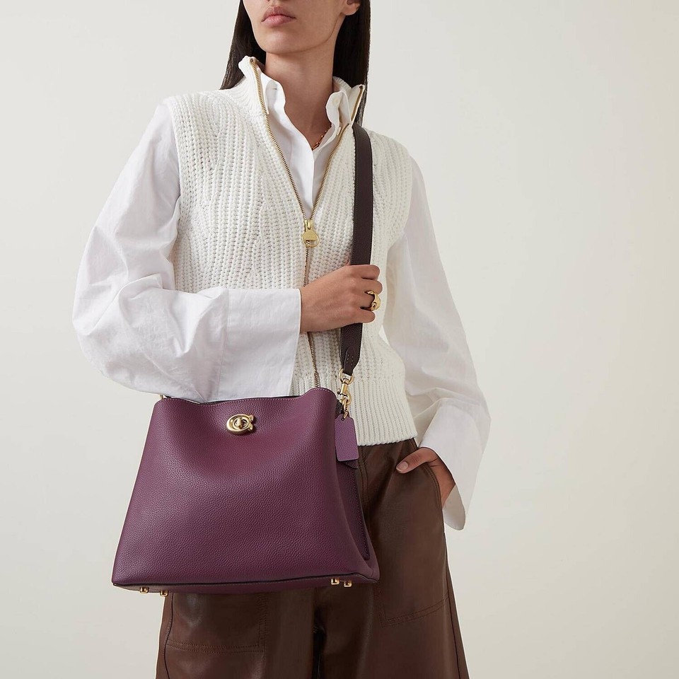 New Coach Willow Leather Shoulder Bag, Wallet SET OR Wallet Deep Berry ...