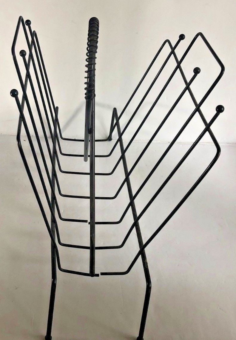 Mid-century Modern Metal Magazine Rack Atomic Black Vintage MCM Retro ...