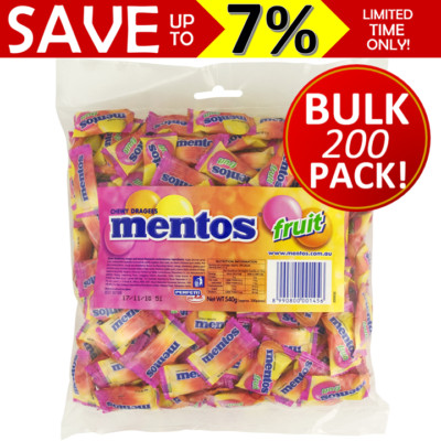 200x Mentos Fruits Mint Fresh Chewy 540G Office Individually Wrapped ...