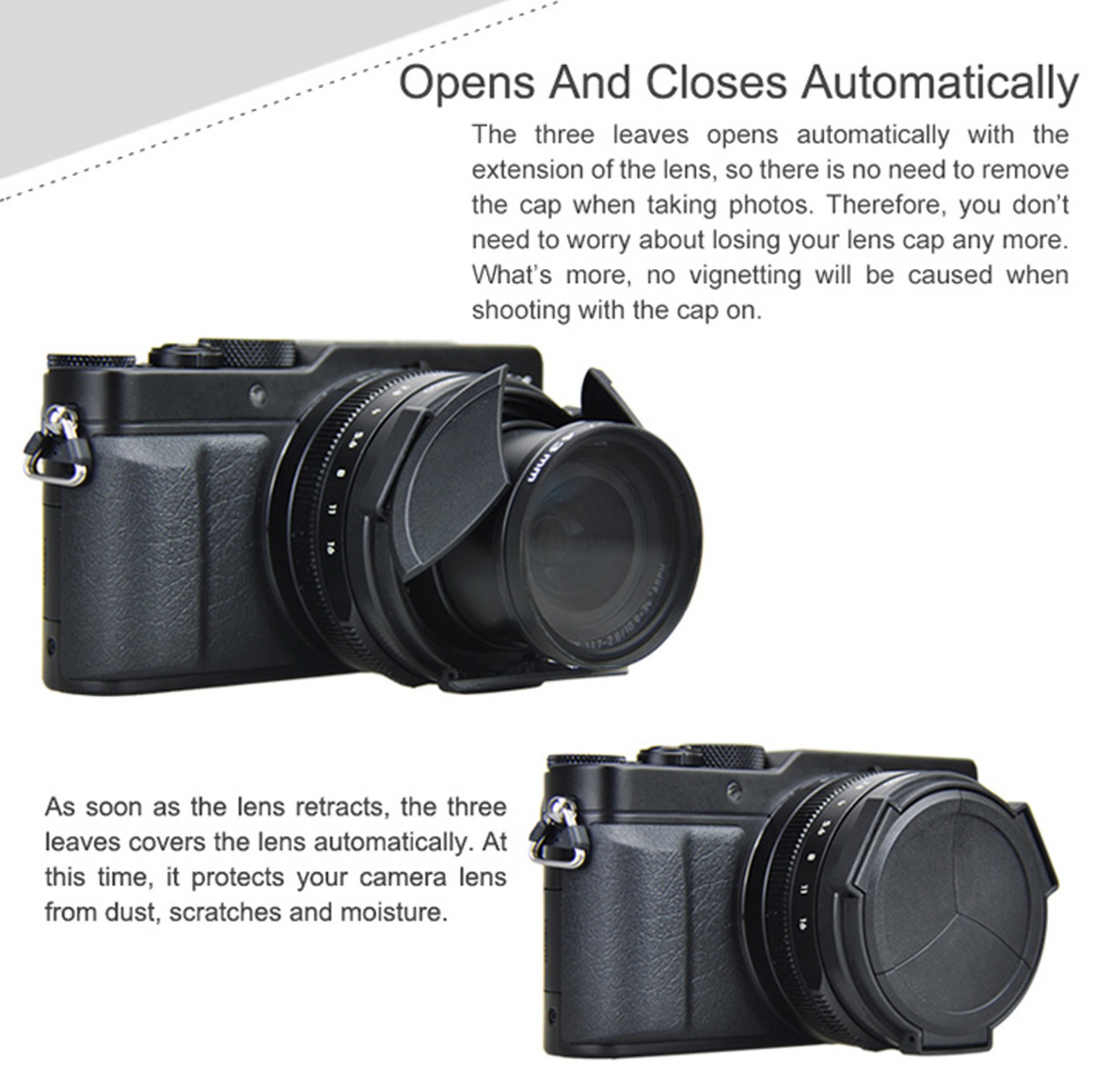 JJC Black Auto Lens Cap & Glass LCD Protecto for Panasonic Lumix ...