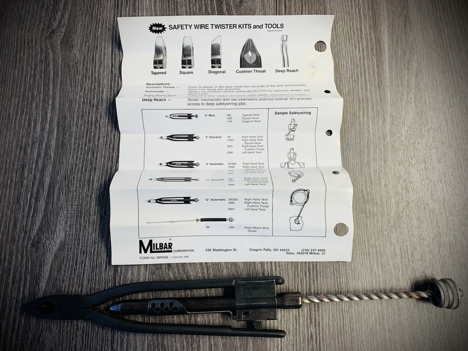 MILBAR 1W Safety Wire Twist Pliers,Manual,9 in. | eBay