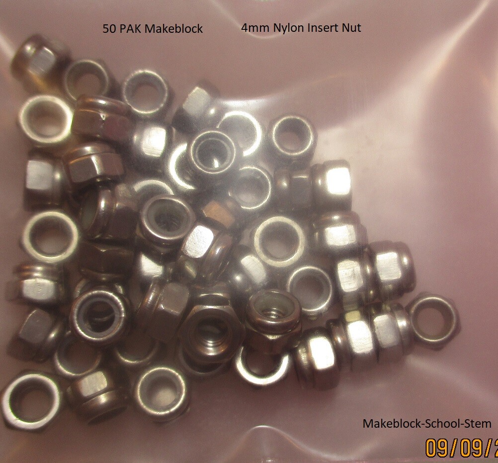 50 PAK Makeblock Nylon Lock Nut 4mm (M4) | eBay