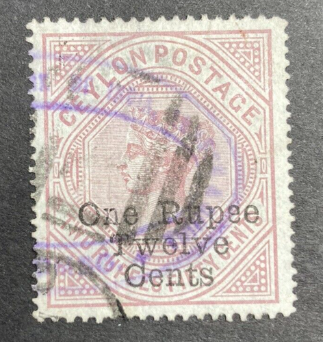 Ceylon QV 1885 1r 12c on 2r 50 dull rose, P.12½ x 14 SG176 fine used ...