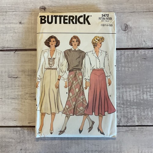 Butterick 3472 Sewing Pattern Flared Skirt Gored Bias Misses Sizes 12 ...