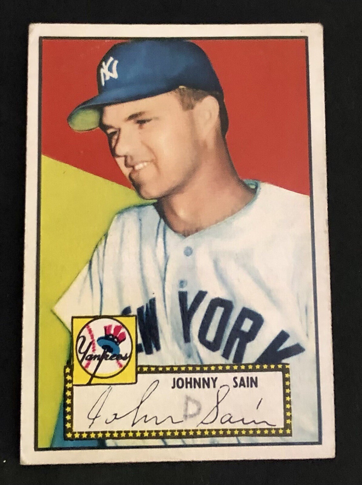 VINTAGE 1952 TOPPS JOHNNY SAIN #49 ORIGINAL BASEBALL CARD COLLECTIBLE ...