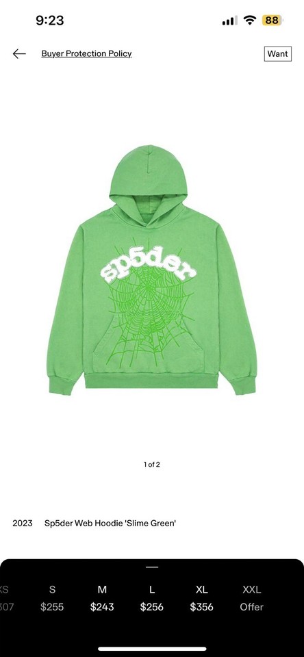 Sp5der Worldwide Web Hoodie Size Large Slime Green Young Thug Spider ...