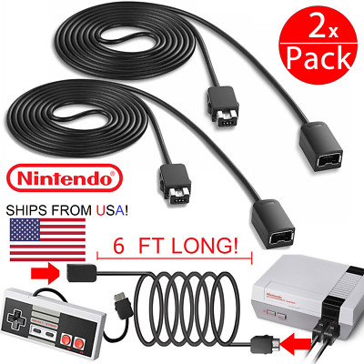 2 Pack 2 pcs 6ft Controller Extension Cable Cord Nintendo NES Mini ...