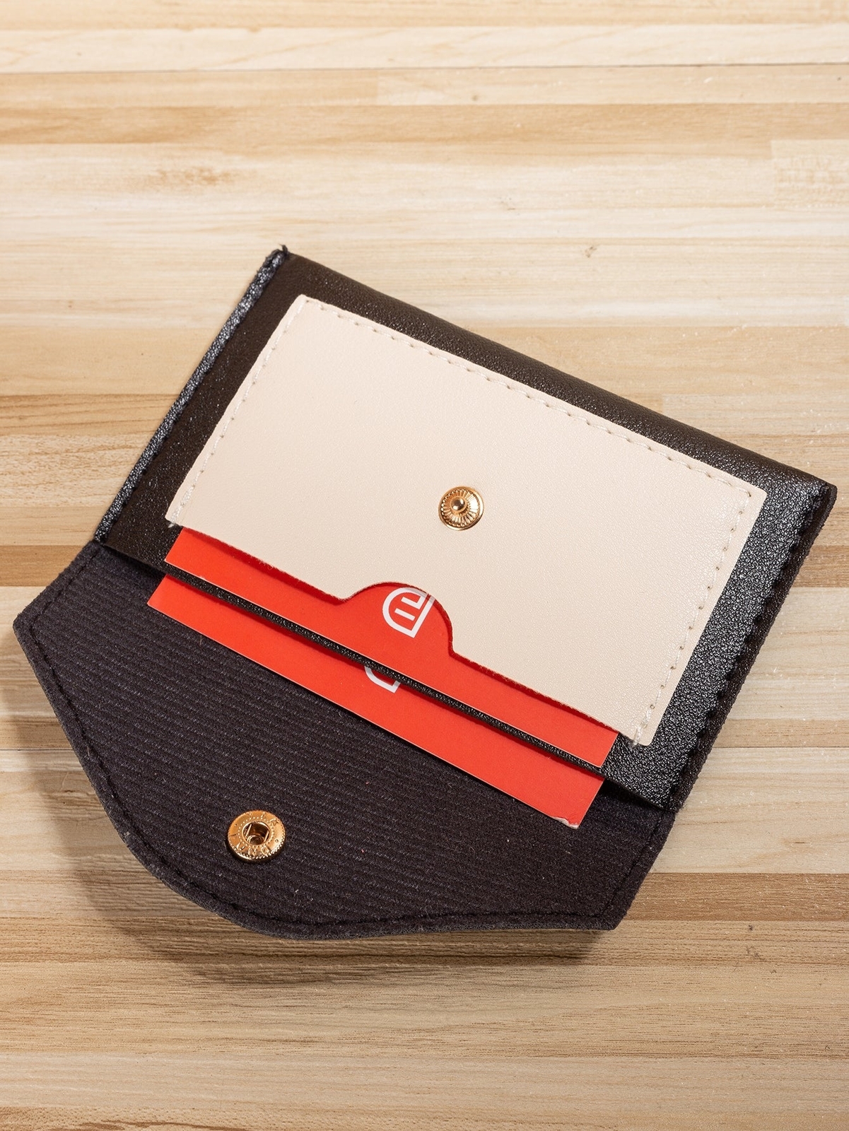 Black and Beige Coin Purse Change Pouch Coin Case Small Wallet Card ...