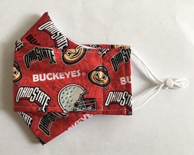 Homemade Ohio State Buckeyes 100% Cotton Fabric Reusable Face Mask FREE ...