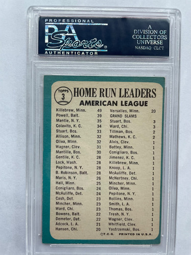 1965 Topps #3 AL Leaders Mickey Mantle, Harmon Killebrew, Boog Powell ...