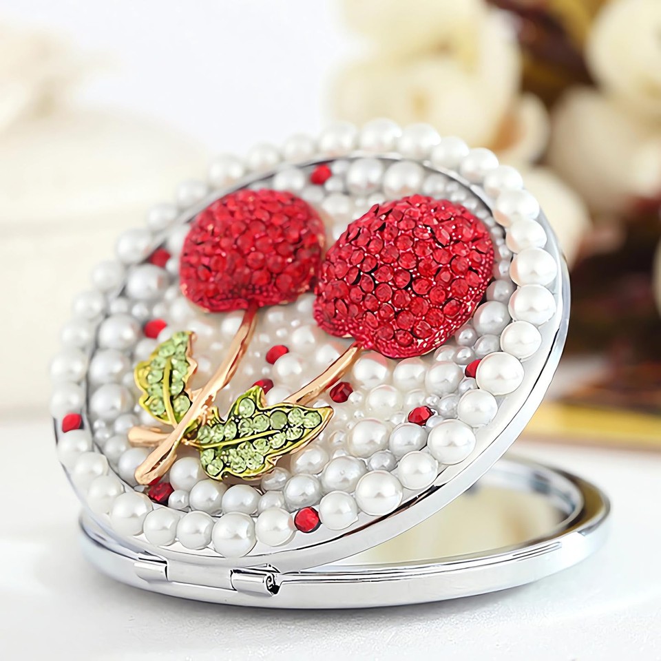 Cute Compact Mirror Cherry Small Mirror Girls Gift Travel Mirror 1x/2x ...