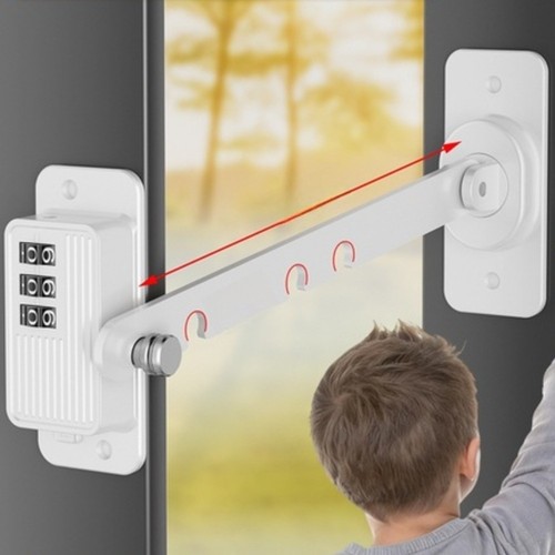 Window Safety Latch Combination No Drill Adjustable Five Position ABS ...