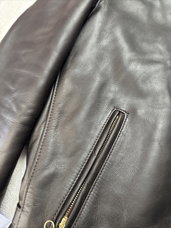 Schott Brown Leather Jacket 141 Cafe Racer 40 US Excellent! Recent model | eBay