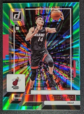 2022-23 Panini Donruss Basketball Tyler Herro Green Holo Laser SP #75 ...