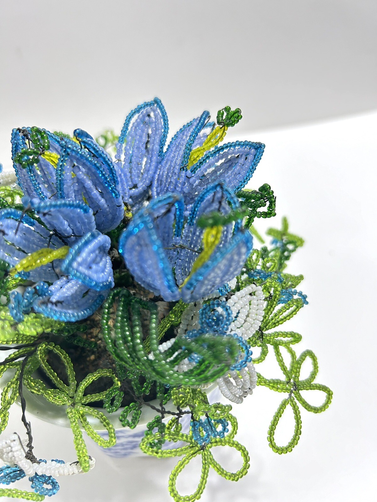 Vintage Beaded Flowers French Seed Bead Arrangement Multi Flower Stems ...