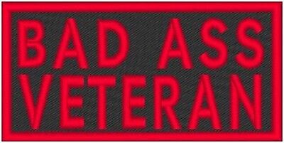 BAD ASS VETERAN Embroidery Iron-On Patch MC BIKER Emblem Red Border | eBay