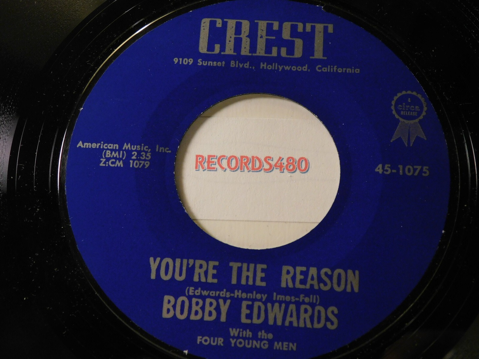 45 Bobby Edwards "You're the Reason / I'm a Fool For Loving You" Crest ...