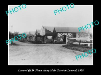OLD LARGE HISTORIC PHOTO OF LOWOOD QLD, SHOPS ALONG THE MAIN STREET ...