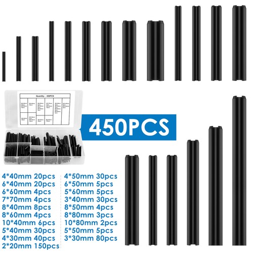 450Pcs Roll Pin Assortment Set Stainless Steel Slotted Spring Pins dkj ...