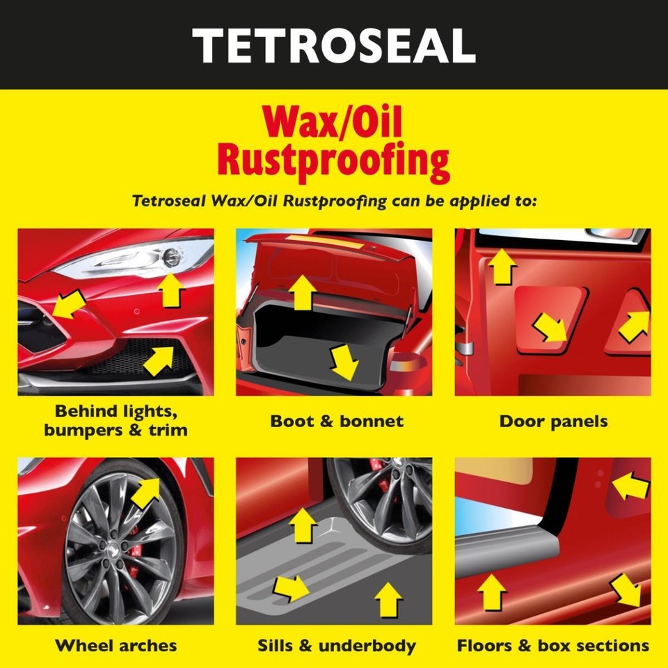 Tetroseal Clear Wax Underseal Oil - 500mL Aerosol Spray x2 Easy ...