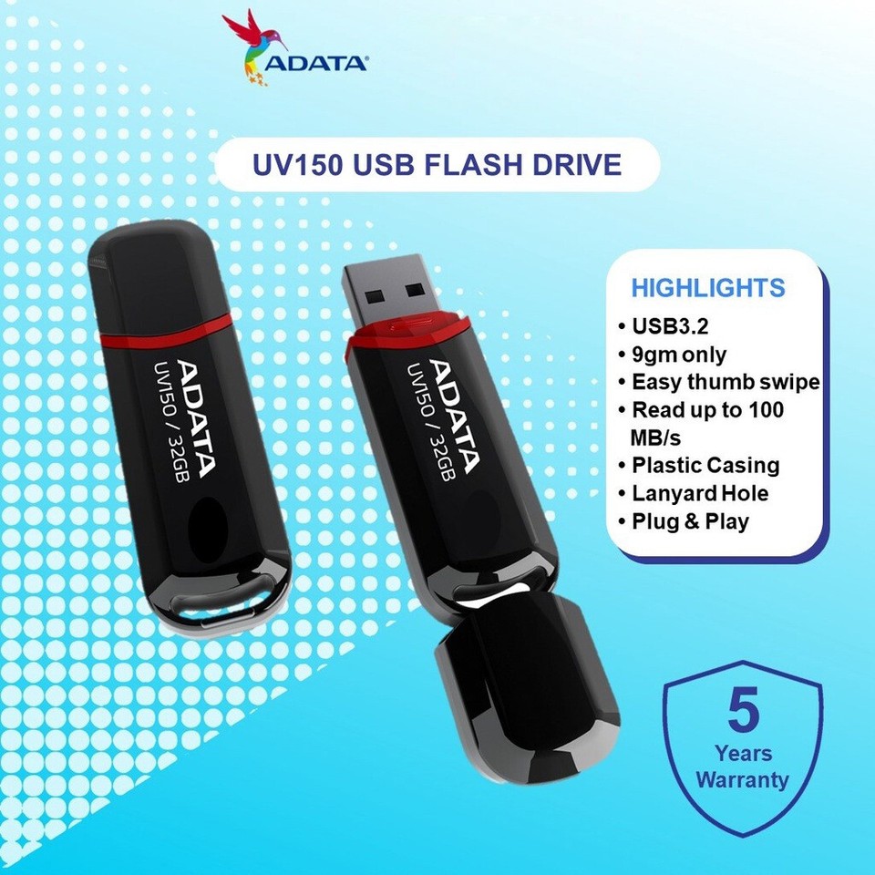 ADATA UV150 USB 3.2 Gen1 8GB-512GB Flash Drive Memory Thumb Stick ...