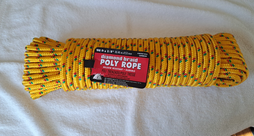 Diamond Braid Poly Rope 3/8” X 100' Polypropylene 244 lb Working Load ...