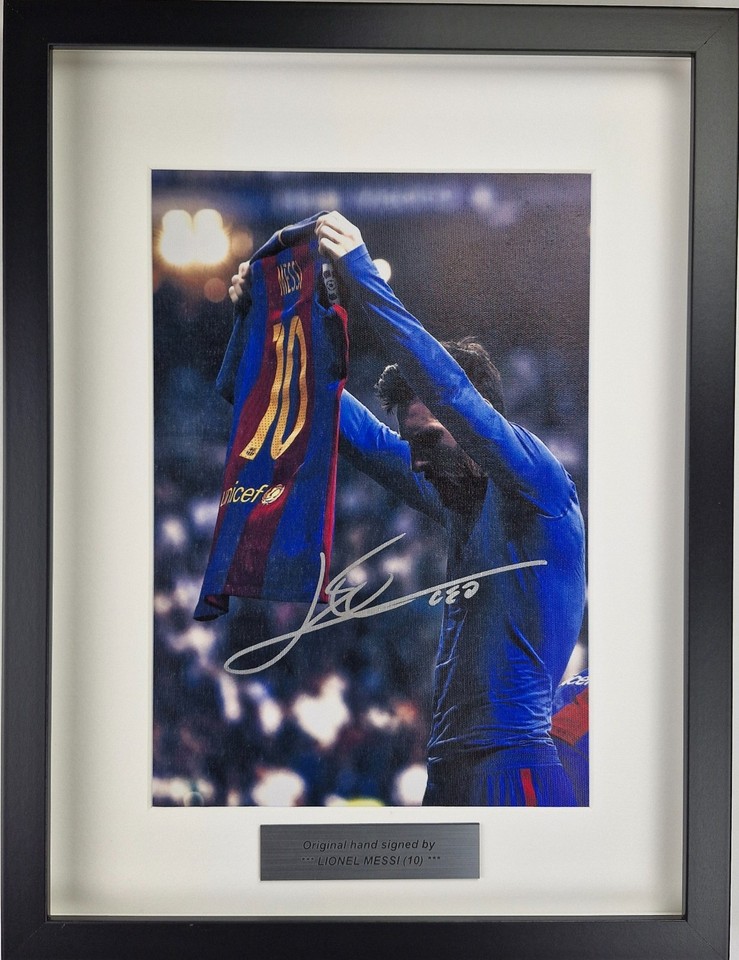 Lionel Messi framed cotton canvas With COA Hand Signed +Free shipping ...