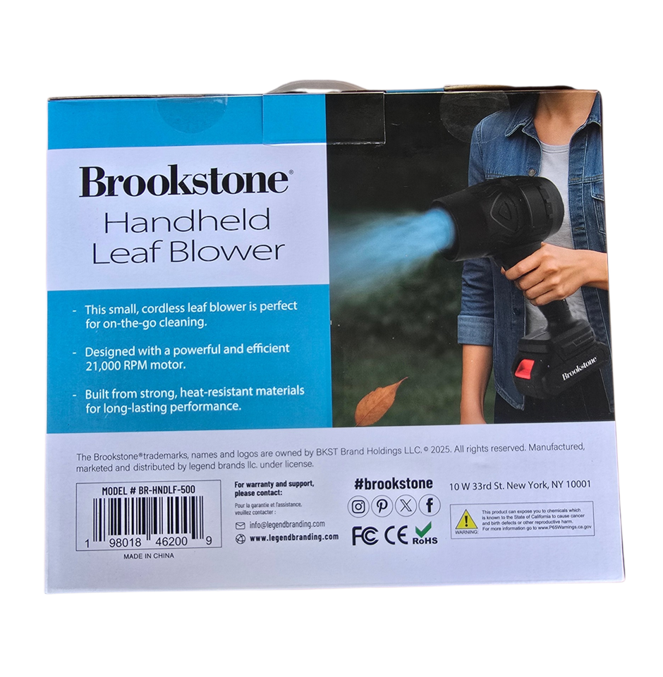 Brookstone Cordless Handheld Leaf Blower, 21000 RPM | eBay