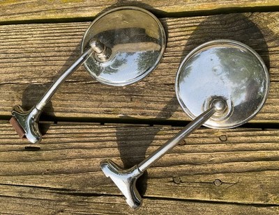 ANTIQUE AUTOMOBILE CLAMP-ON SIDE MIRRORS = VINTAGE PAIR OF MIRRORS | eBay