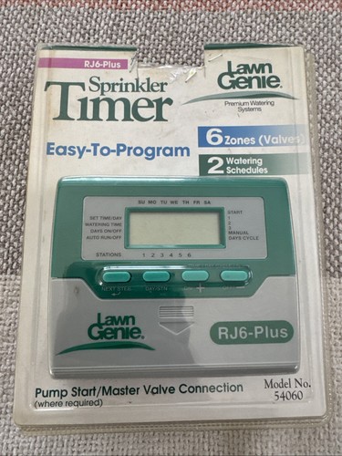 Lawn Genie RJ6 Plus Sprinkler Timer 6 Zones 2 Watering Times Model ...