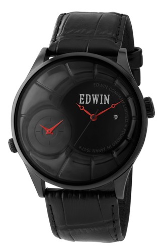 Edwin VINTAGED Men's Dual time Watch, Stainless Steel Case with Genuine ...