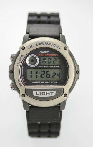 Casio W-89-H Watch Mens Chro Light Alarm Date 50m Gray Plastic Black ...