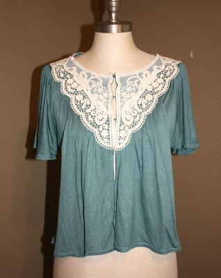 ANTHROPOLOGIE RIC RAC OPEN SWEATER CAPE STYLE EMBROIDERY LOOSE FIT ...