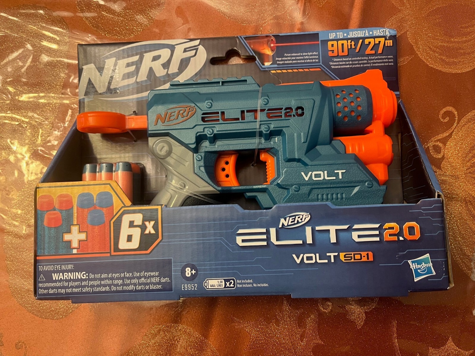 Nerf Elite 2.0 Volt SD-1 Blaster 6 Official Nerf Darts Light Beam Nerf ...