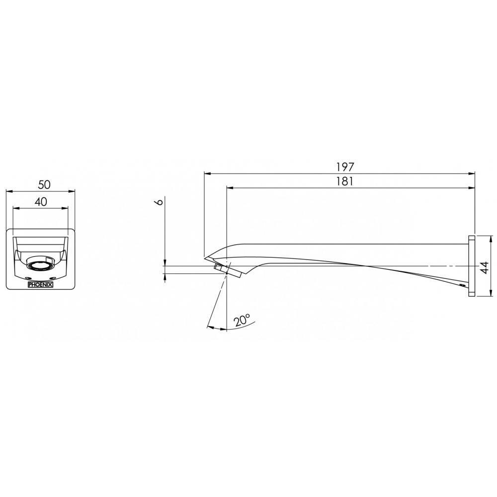 New Wall Bath Spa Water Outlet 220mm Chrome Phoenix Tapware Argo AG777 ...