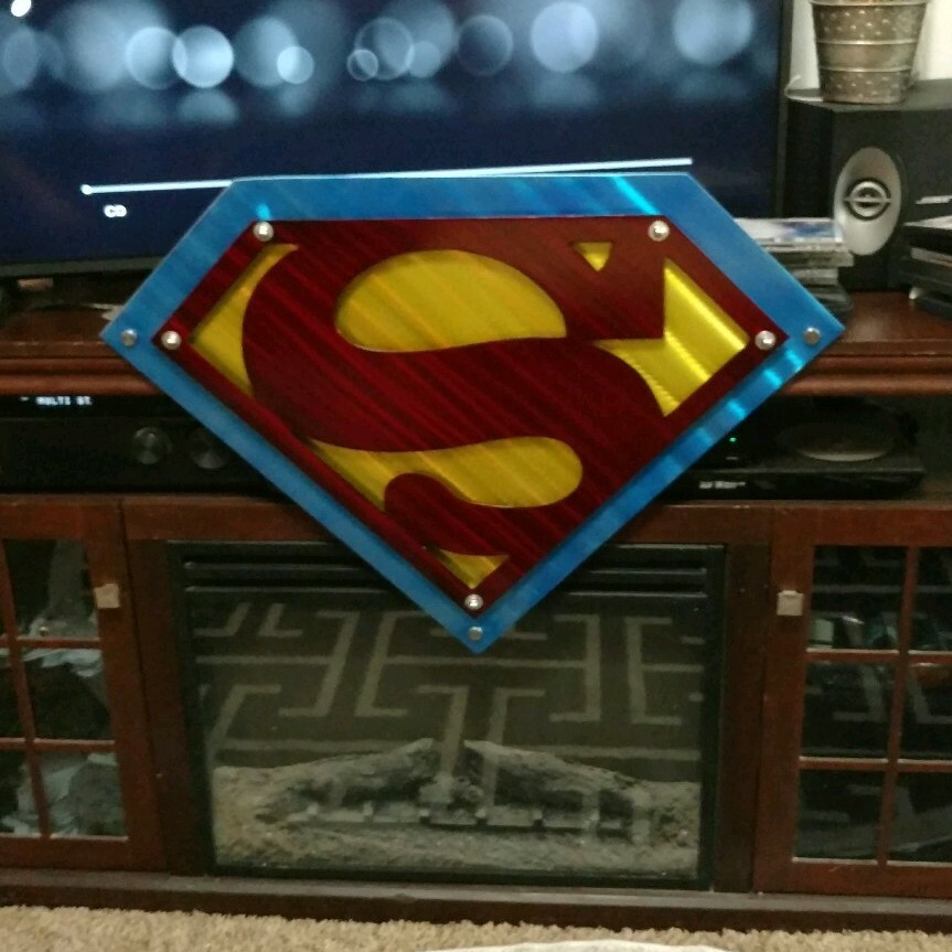 Metal Superman wall decor plasma cut logo design deck porch front door ...