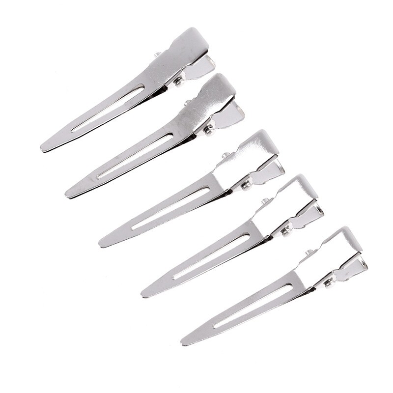 10Pcs Single Prong Hair Clip 4.5cm Alligator Flat Clips Metal Hairs ...