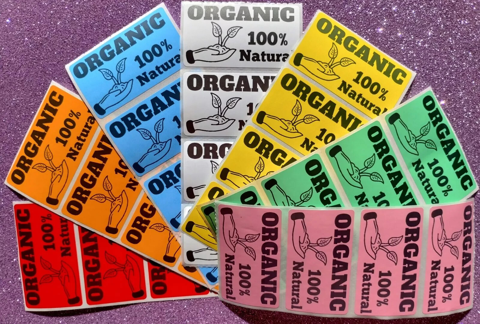 50 ORGANIC 100% NATURAL STICKERS 2.25" LABELS FOOD PLANTS SCRATCH ...