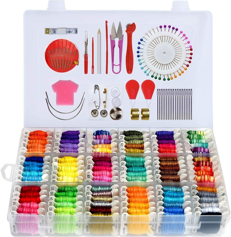 Embroidery Floss Cross Stitch Threads String Kits with Organizer ...