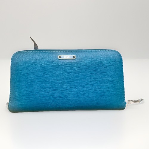 FENDI Aqua Blue Leather Large Zippy Wallet - Preowned COA Included | eBay