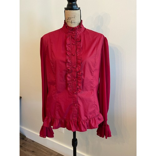 Scarlett Darkness Red Button Up Corsett Blouse Missing String Size XL ...