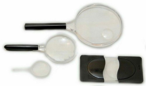 4-tlg. Lupen-Set Lupe Briefmarken Handwerk Taschenlupe Leselupe NEU TOP ...