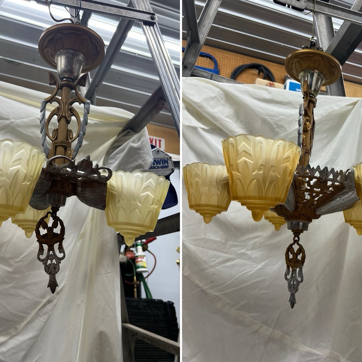 Slip Shade Light Fixtures Batwing Slip Shade Hanging Chandelier,