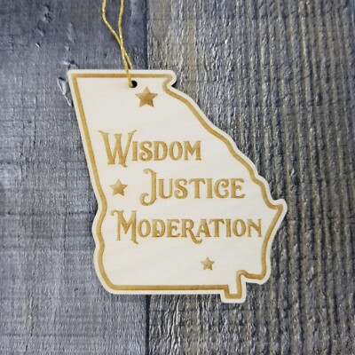 Georgia Ornament - GA State Shape with State Motto - Handmade Wood ...
