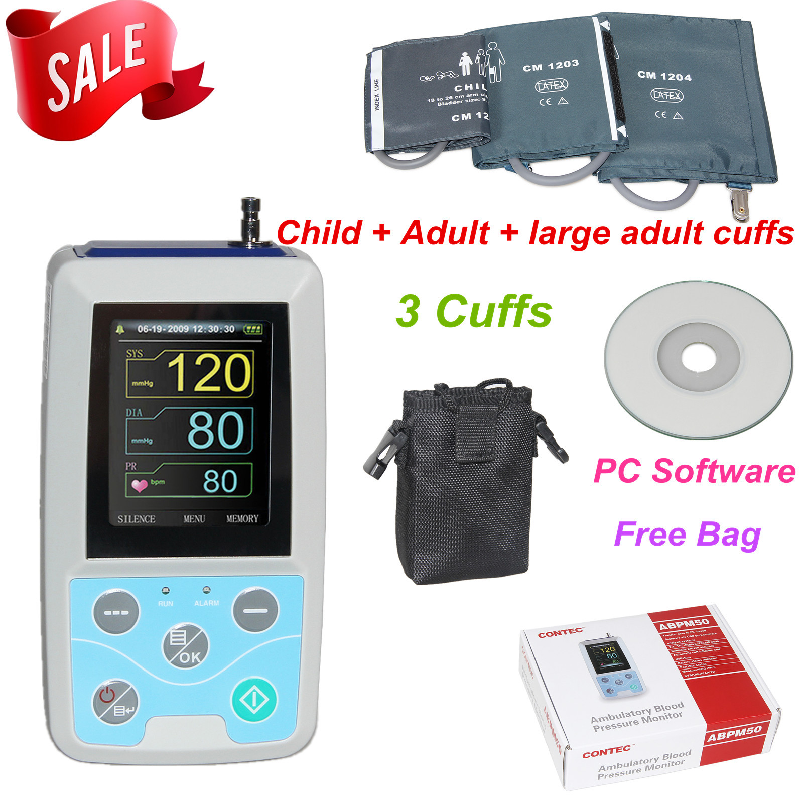24H Ambulatory Blood Pressure Monitor ABPM50 Software Analysis BP ...