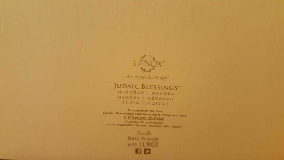 Lenox Judaic Blessing Menorah Candle Holder Hanukkah Chanukah Star Of ...