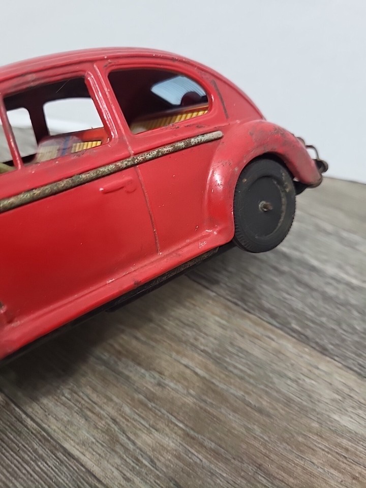 Vintage Bandai VW Bug Battery Operated Red Volkswagen Beetle Toy Car ...