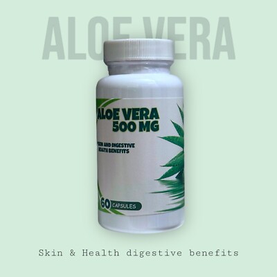 Aloe Vera 500Mg Skin & Digestive Herbal Supplement 60 Capules Health ...
